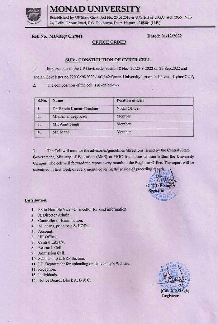 Constitution of Cyber Cell | Monad University